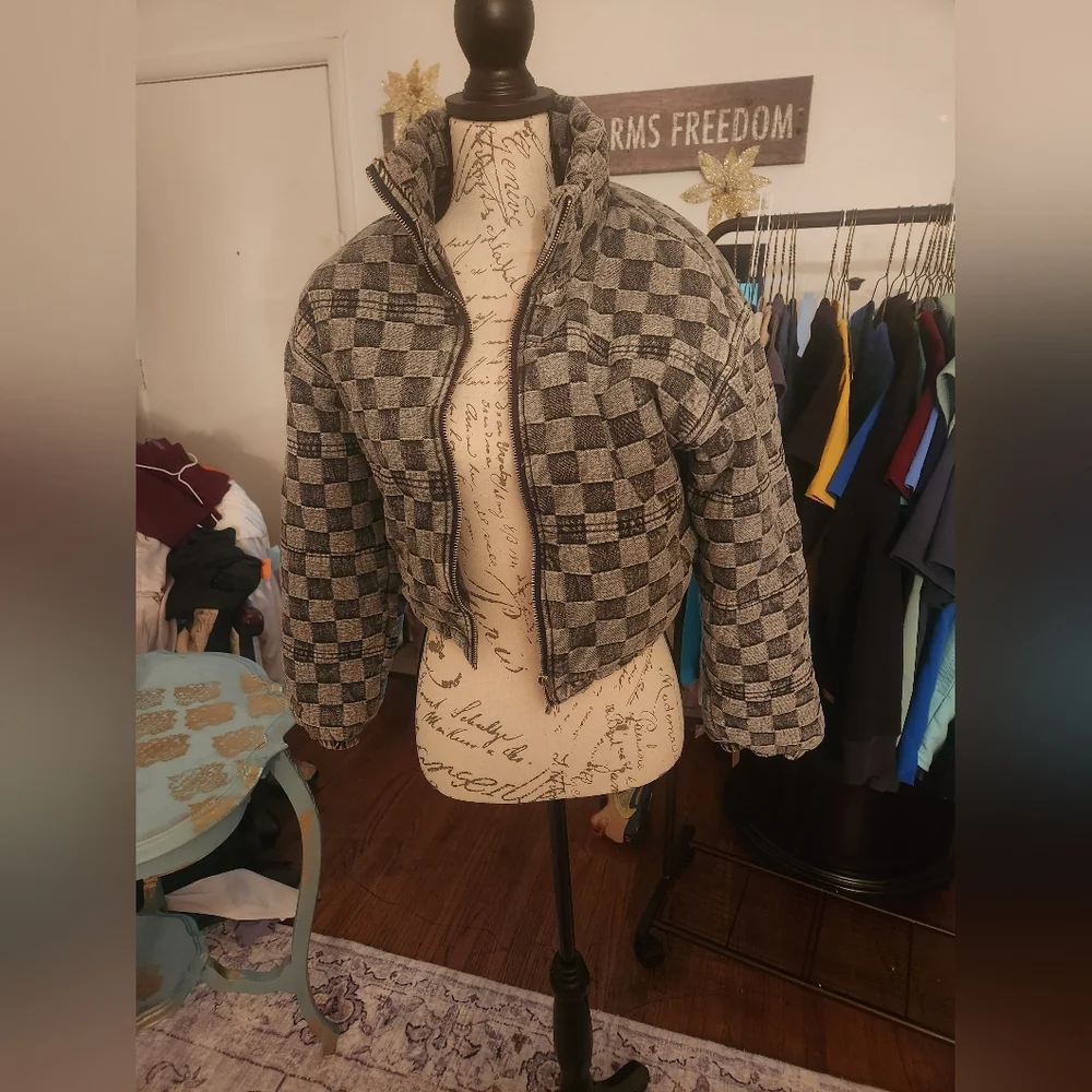 12th Tribe | Jackets & Coats | 2th Tribe Black And Gray Checkered ...